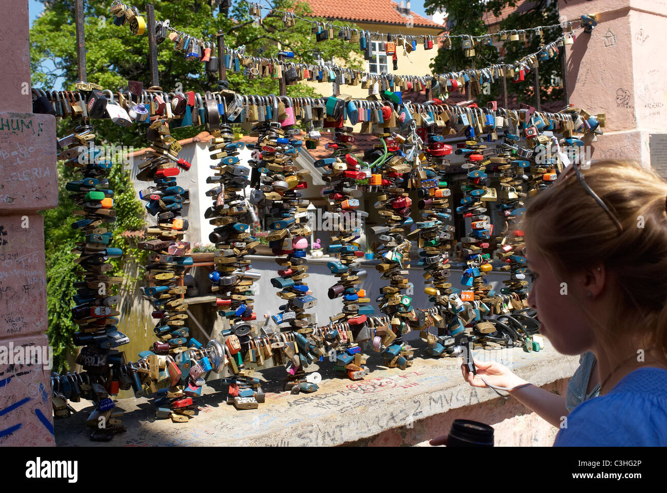 Prague Kampa Island Czech Republic. Mala Strana. 'Love Padlocks' on ...