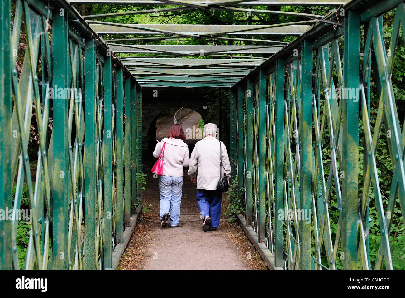 pedestrian footbridge matlock derbyshire england uk Stock Photo - Alamy