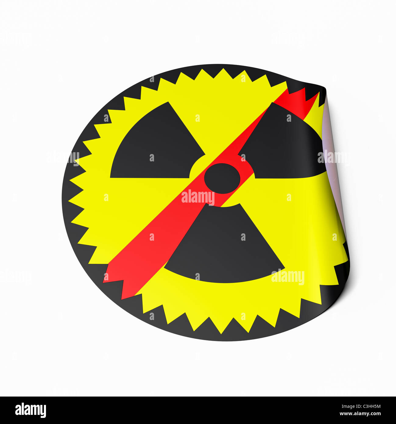 High resolution image of a sticker with crossed out radioactive symbol ...