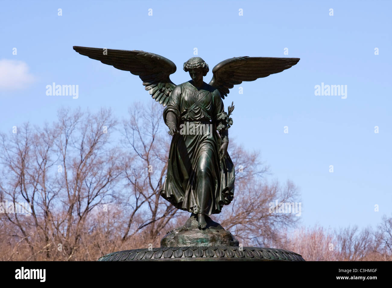 Sculpture "Angel of the Waters" atop the Bethesda Fountain in Central ...
