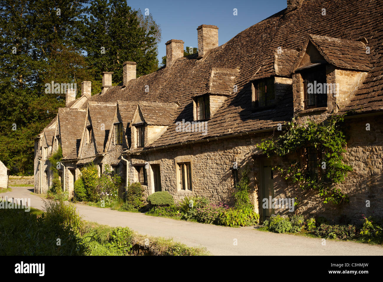 Arlington Row, the village of Bibury, the Cotswolds, England, UK Stock ...