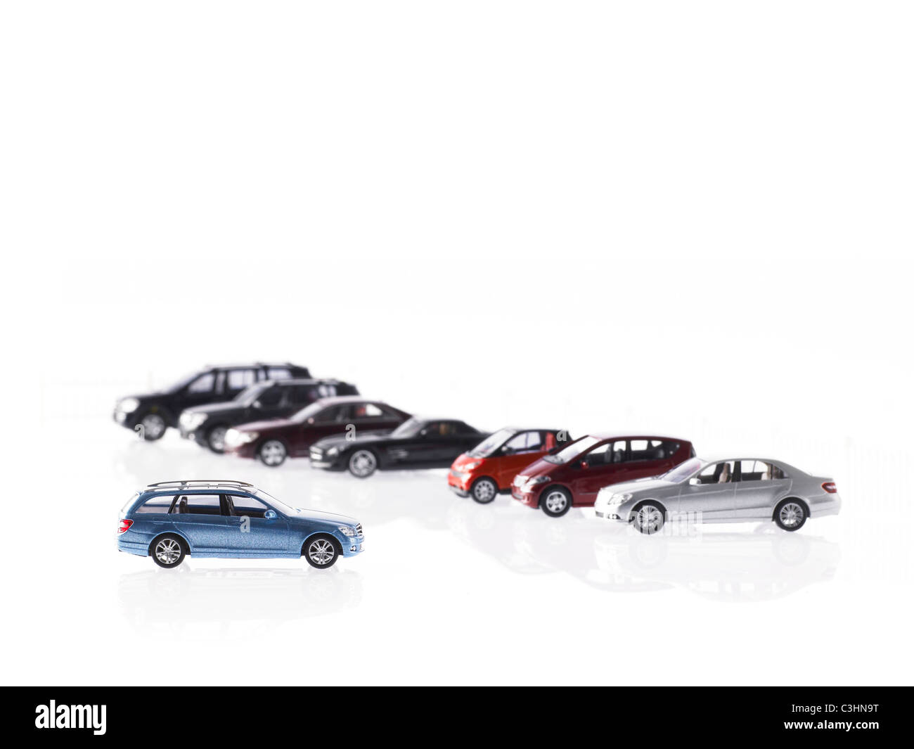 Row of different parked cars Stock Photo - Alamy