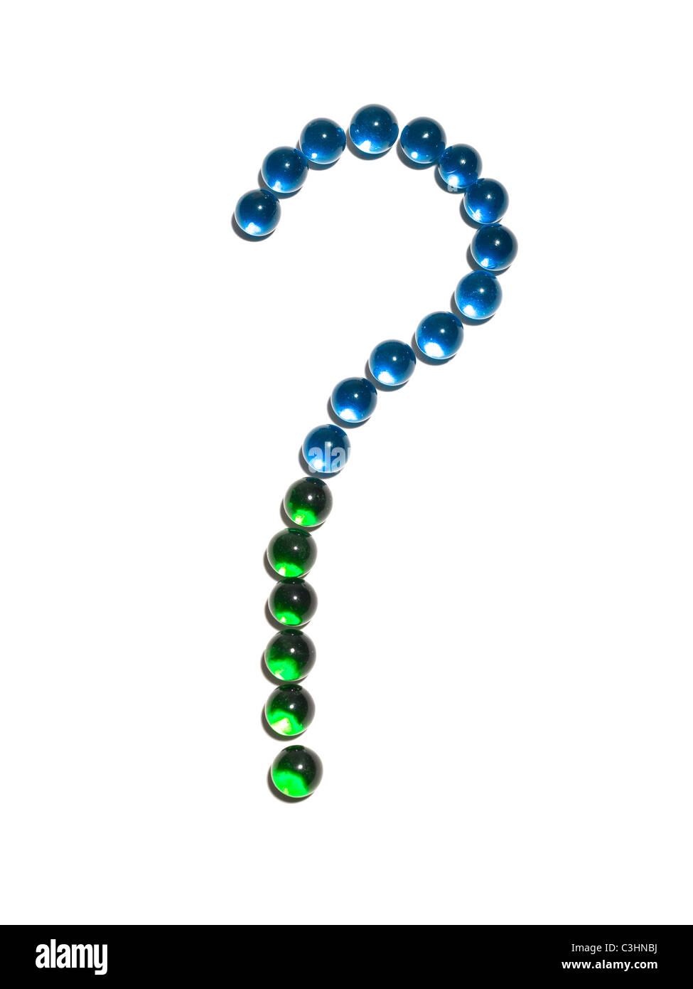 Question mark arranged of blue and glass balls Stock Photo - Alamy