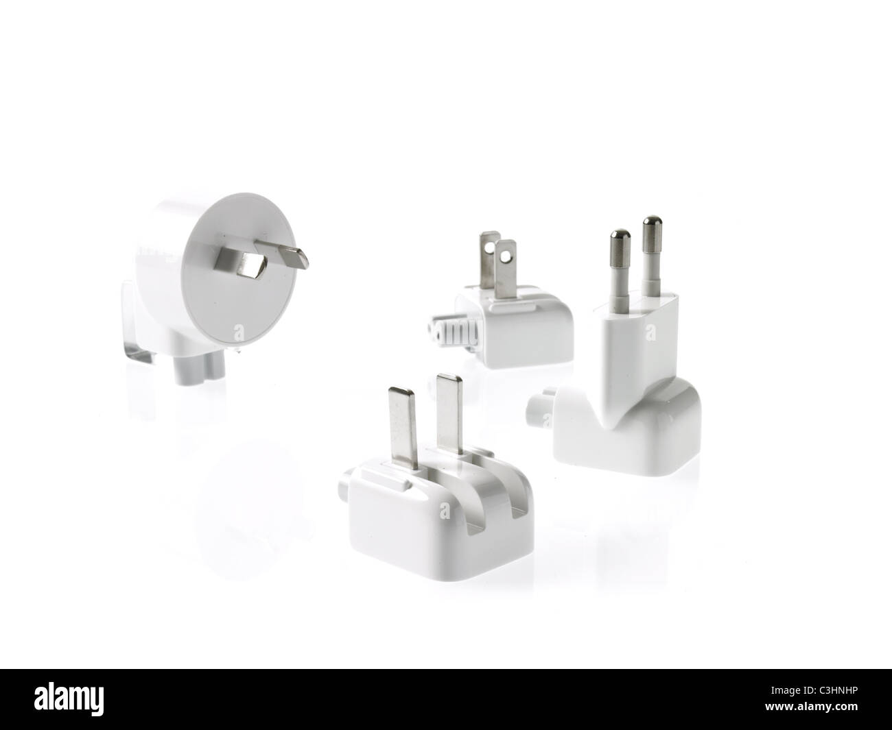 Plugs on white background Stock Photo - Alamy