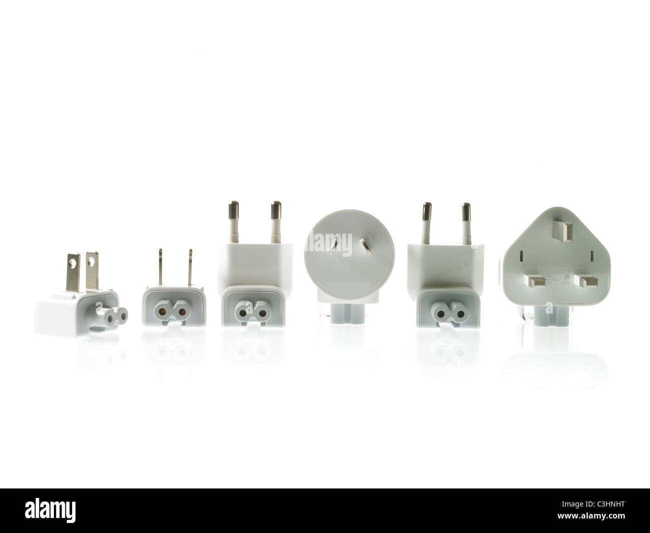 Plugs on white background Stock Photo - Alamy