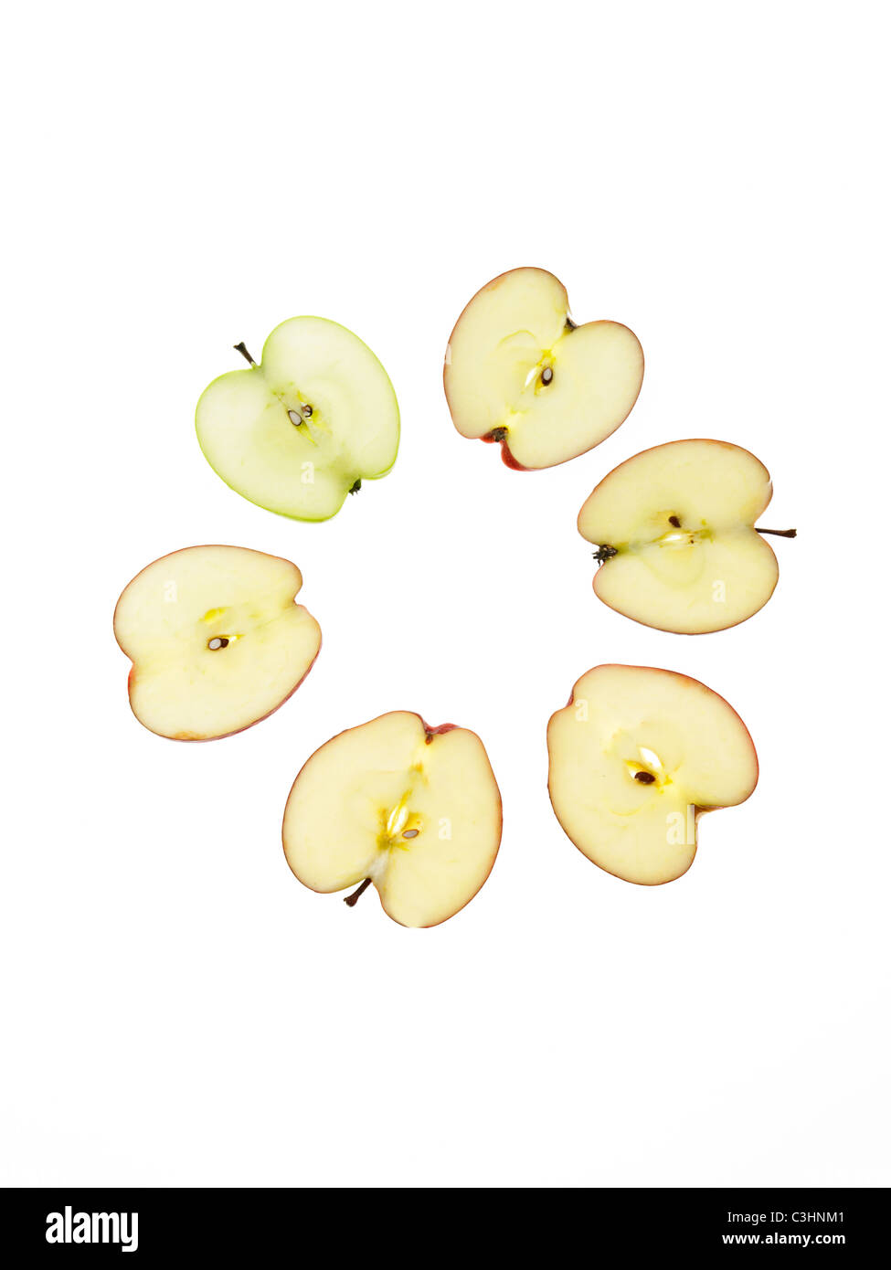 Apple slices on white background Stock Photo - Alamy