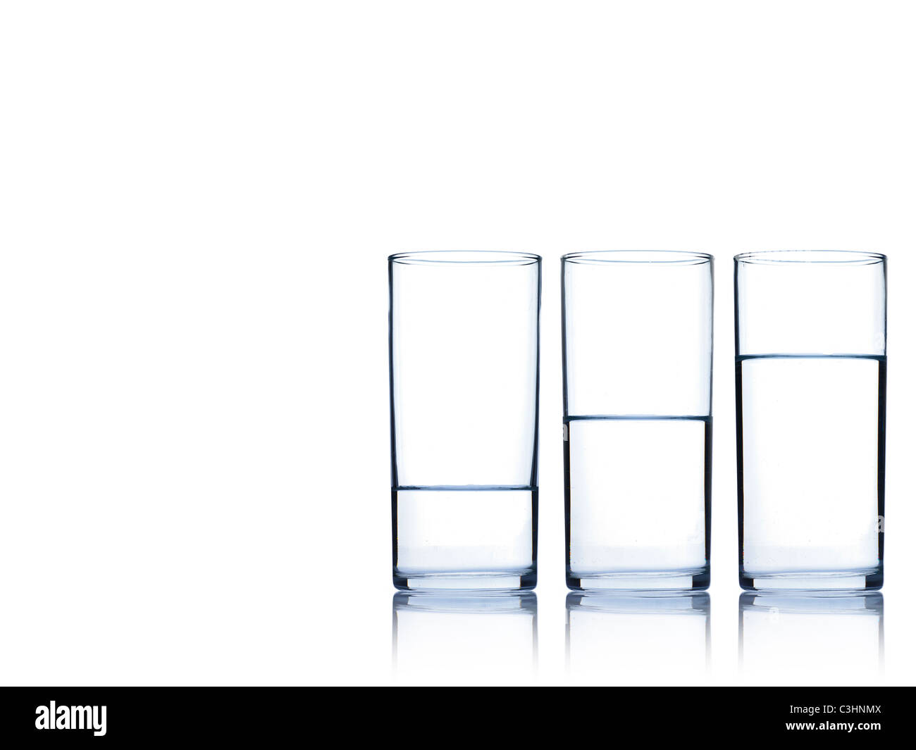 Studio shot of three glasses of water Stock Photo - Alamy