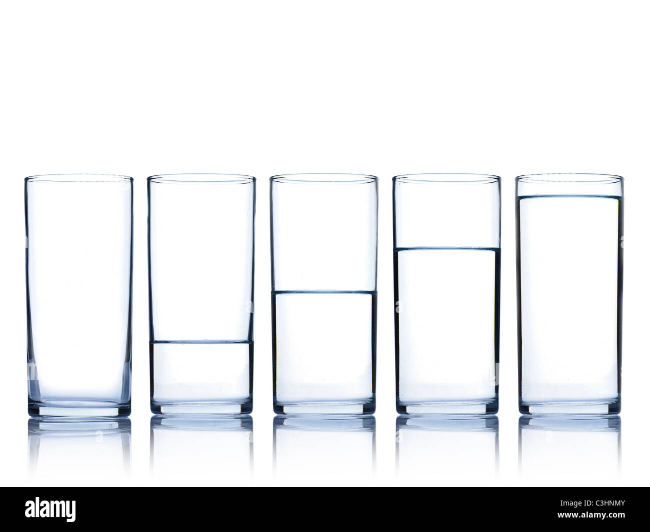Studio shot of glasses of water in row Stock Photo - Alamy