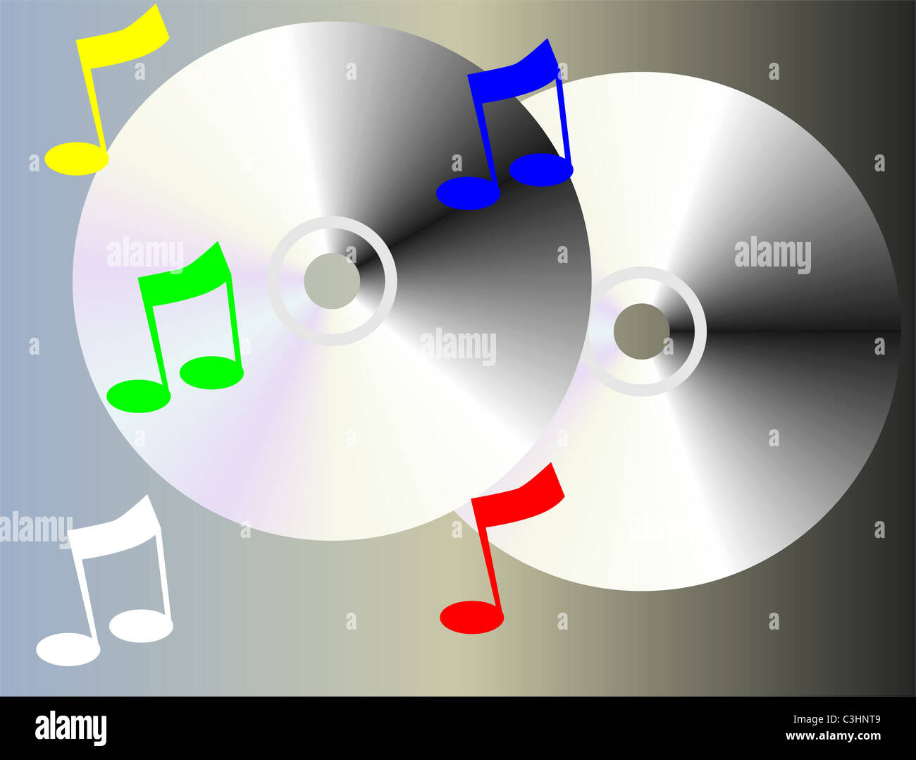 Compact Disc with music note Stock Photo - Alamy