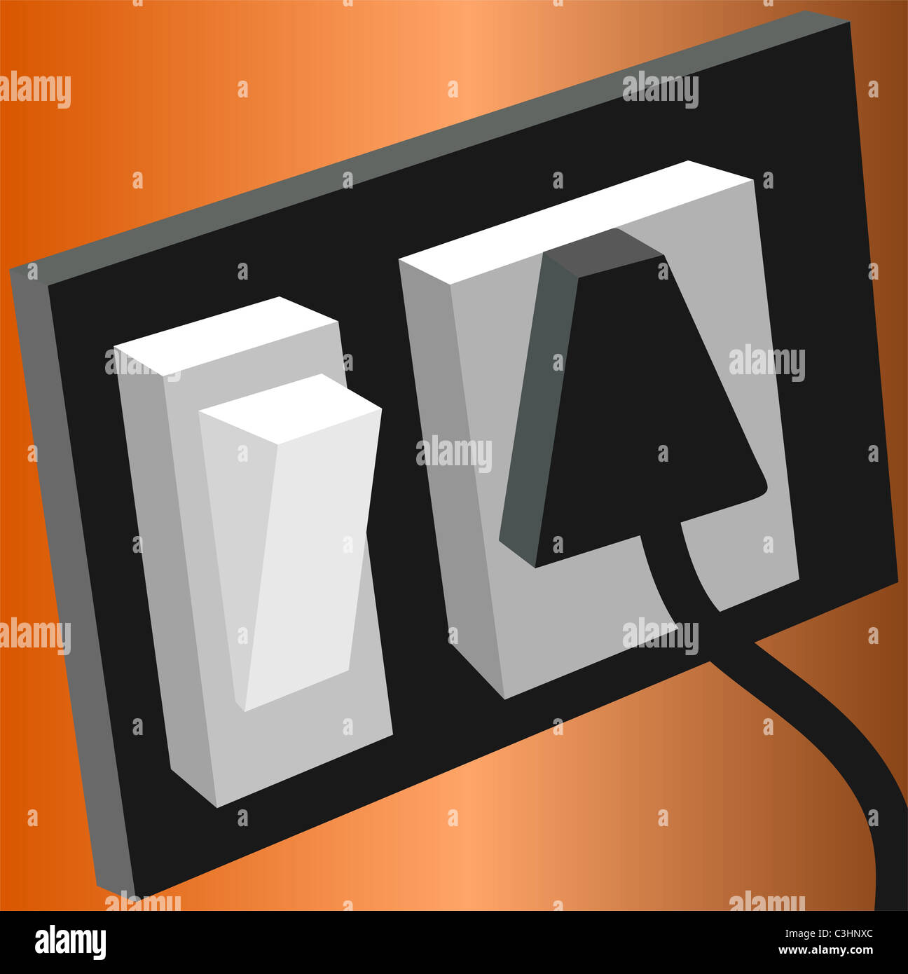 Illustration of Switches and plug on a black switch board Stock Photo ...