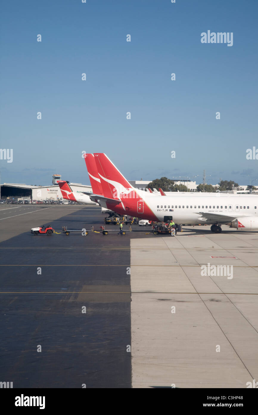 Australian Qantas passenger jets parked at Adelaide Airport Stock Photo ...