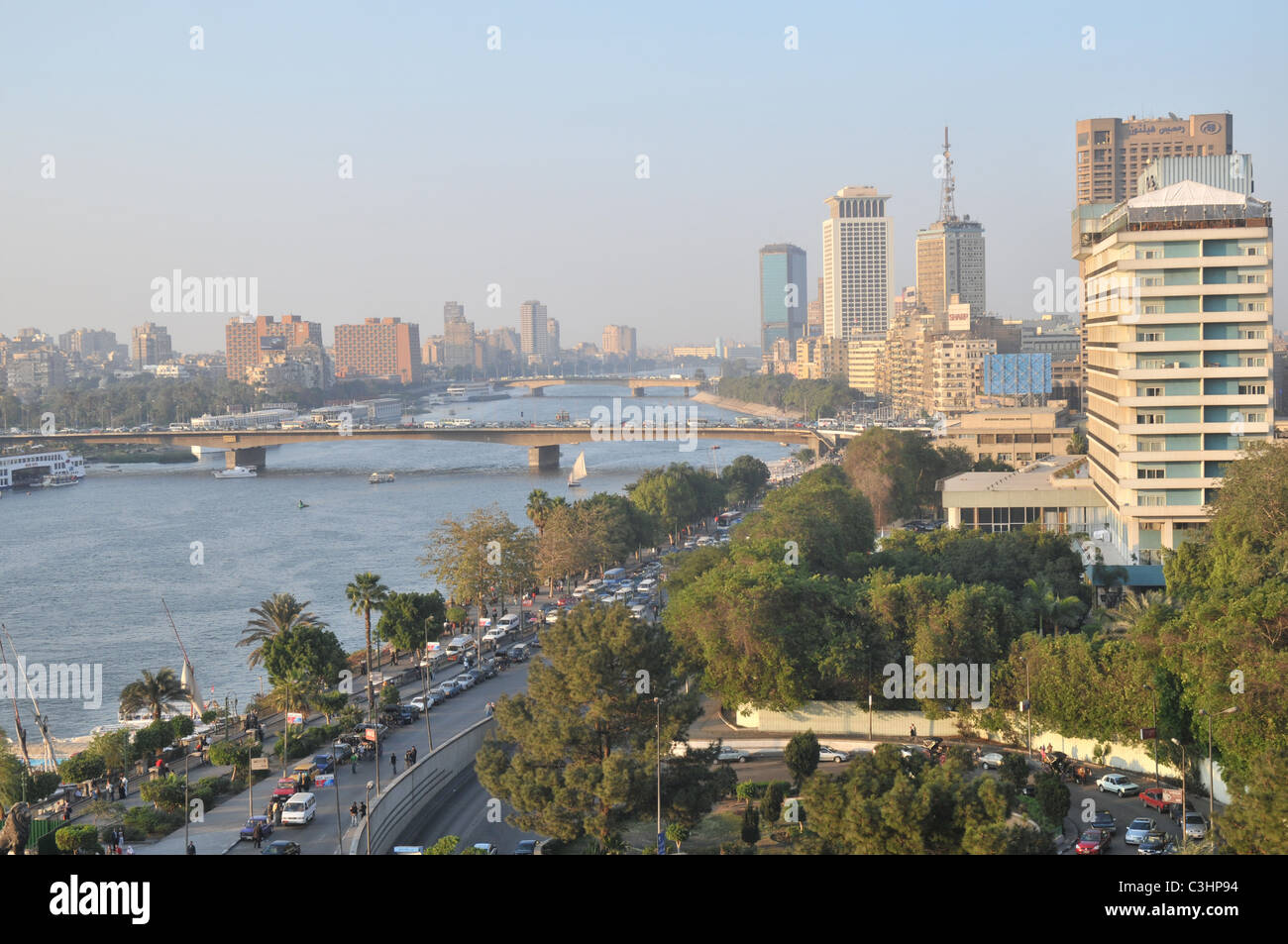 The Nile River as it flows through Egypt's capitol Cairo - the world's ...