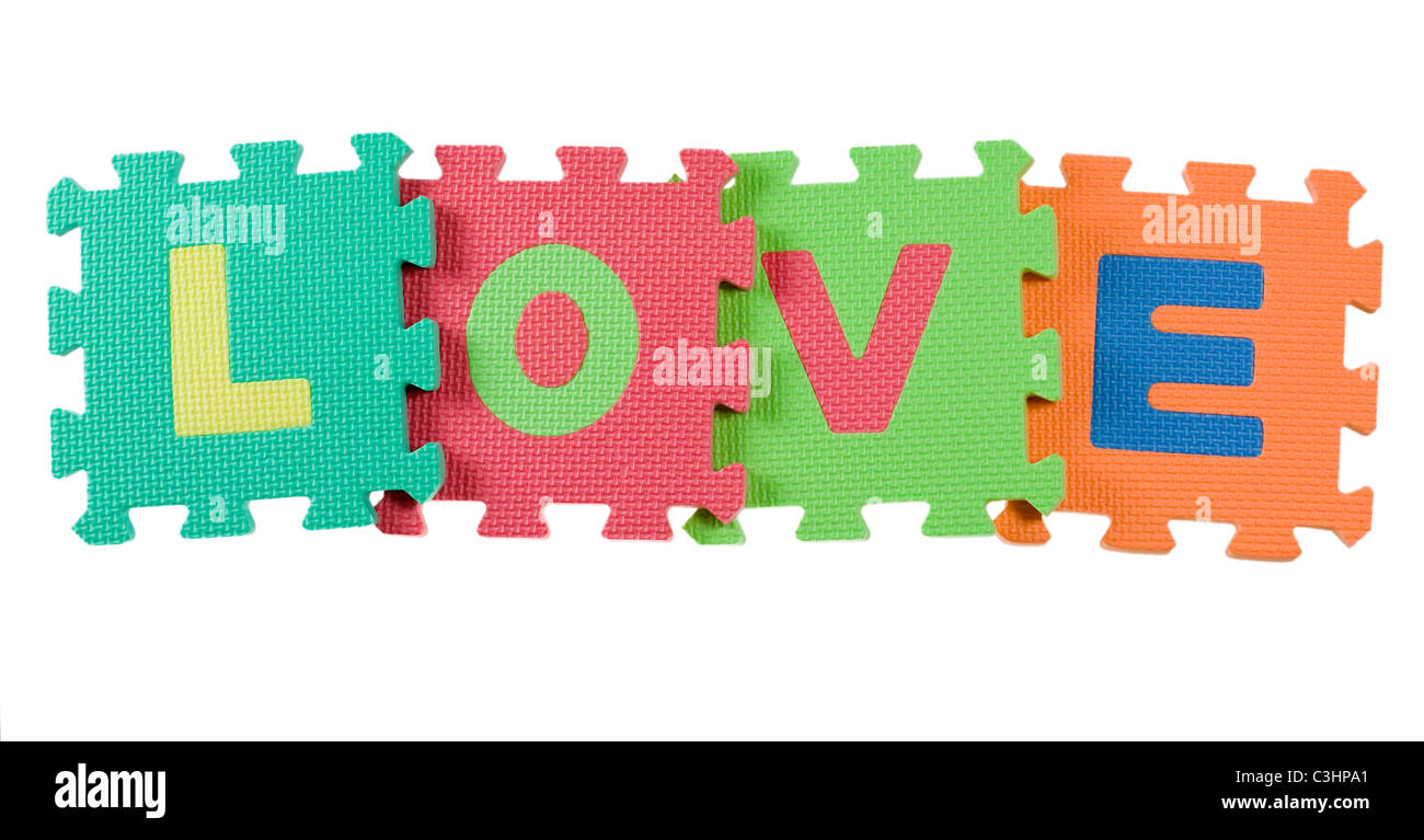 Alphabet blocks forming the word LOVE isolated on white background ...