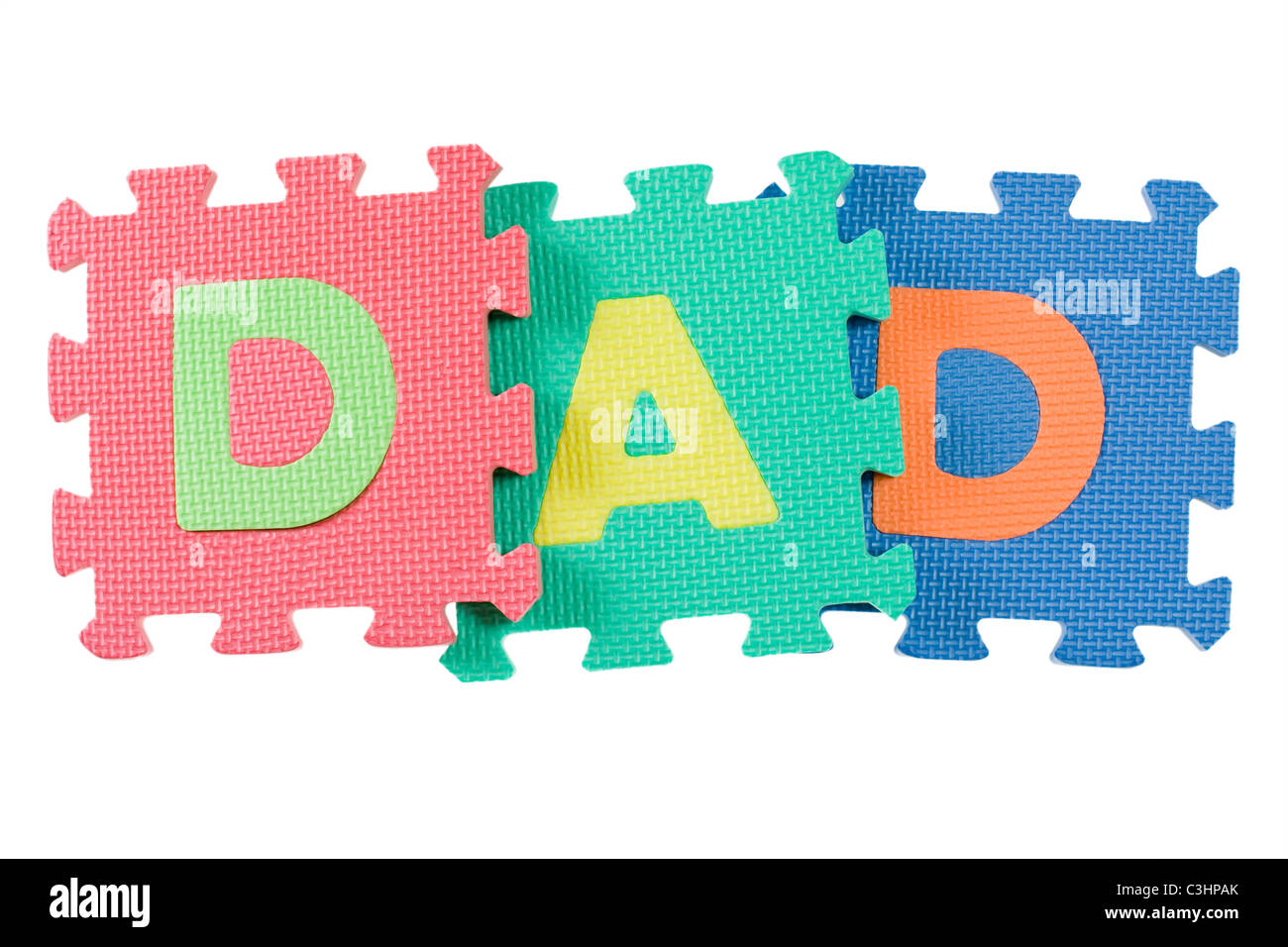 Alphabet blocks forming the word DAD isolated on white background Stock ...