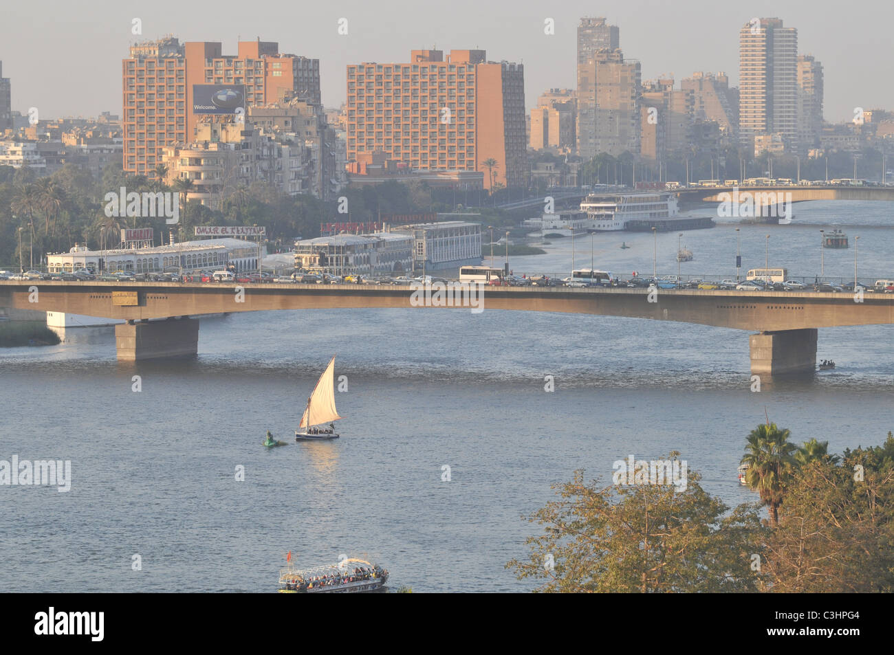 The Nile River as it flows through Egypt's capitol Cairo - the world's ...
