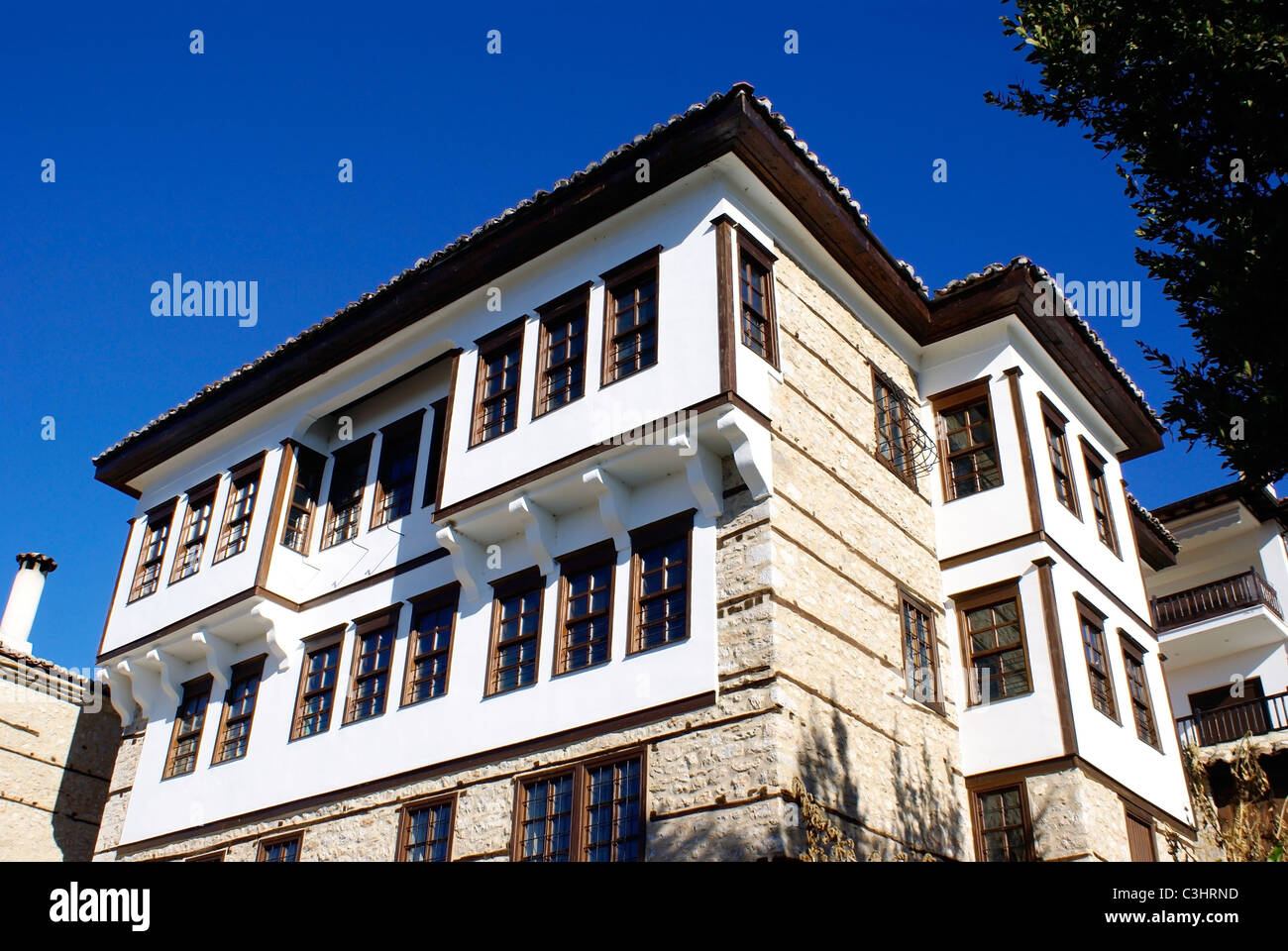 Stone traditional house in Kastoria city (Macedonia, Greece Stock Photo ...