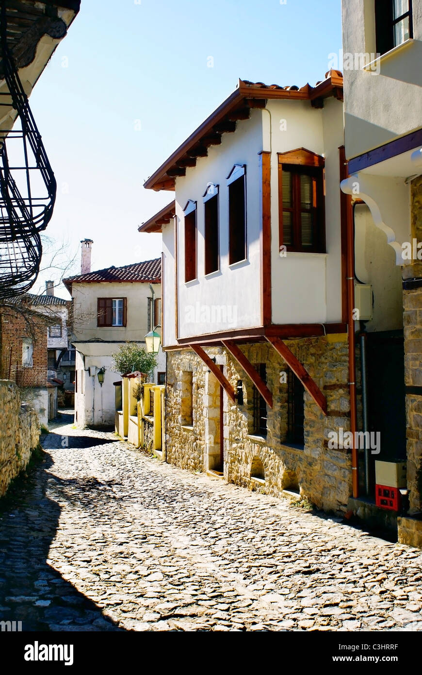 Stone traditional house in Kastoria city (Macedonia, Greece Stock Photo ...