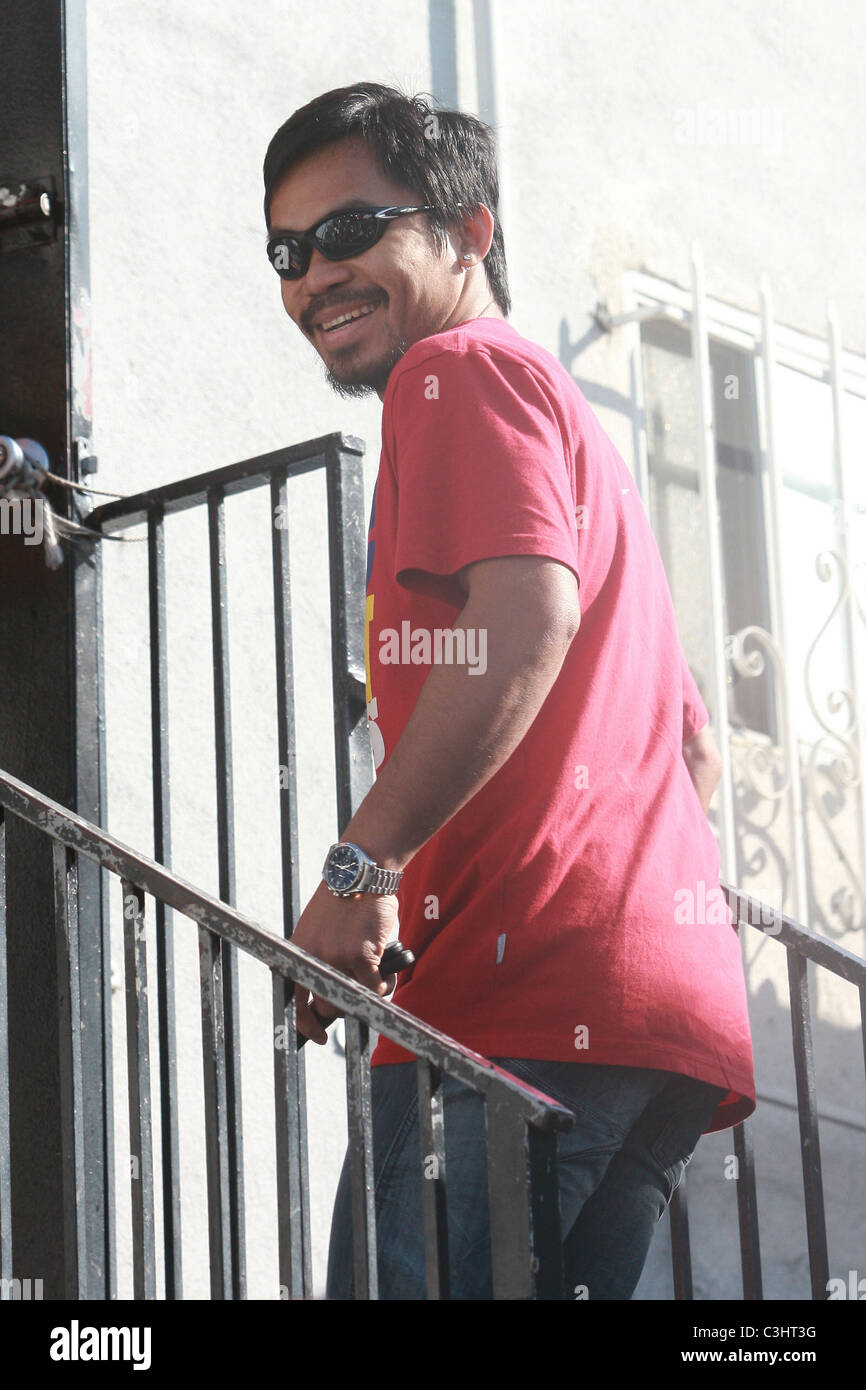 Filipino professional boxer Manny Pacquiao goes to the Wild Card Boxing ...