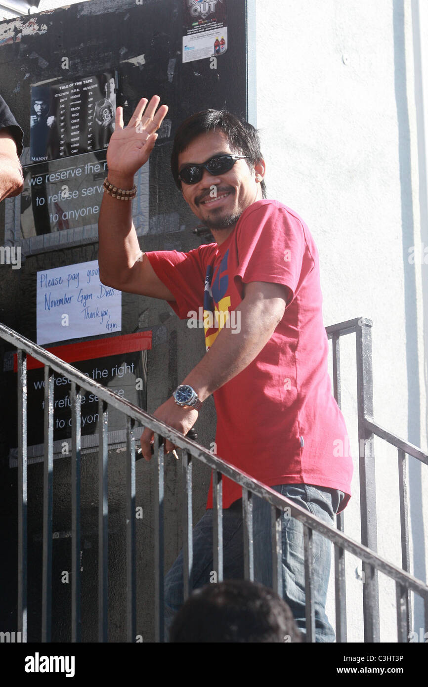 Filipino professional boxer Manny Pacquiao goes to the Wild Card Boxing ...