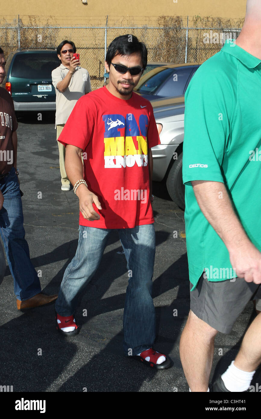 Filipino professional boxer Manny Pacquiao goes to the Wild Card Boxing ...