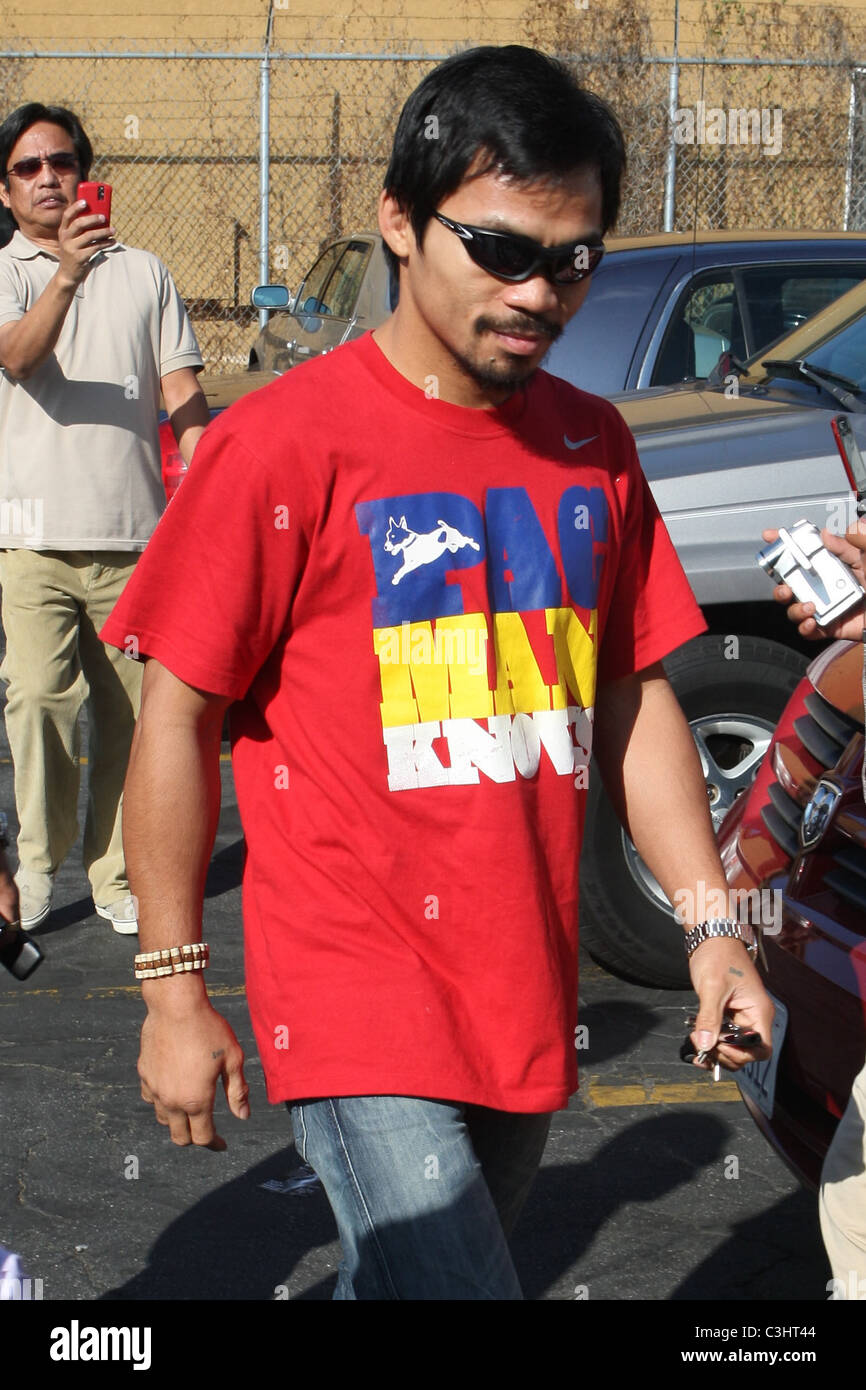 Filipino professional boxer Manny Pacquiao goes to the Wild Card Boxing ...