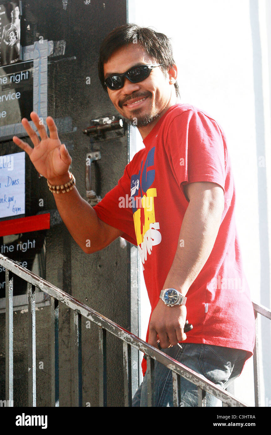 Filipino professional boxer Manny Pacquiao goes to the Wild Card Boxing ...