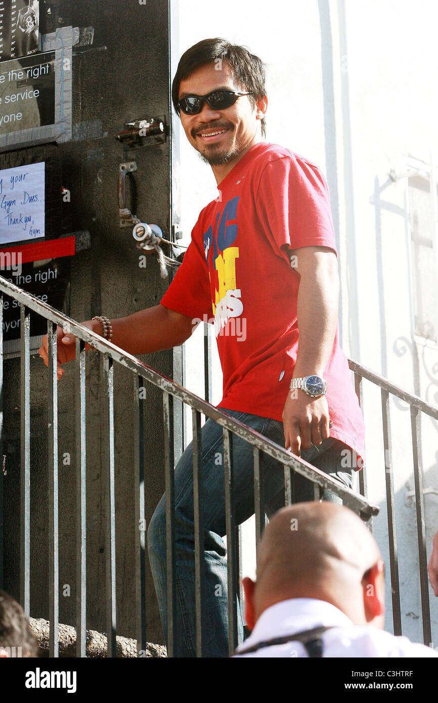 Filipino professional boxer Manny Pacquiao goes to the Wild Card Boxing ...