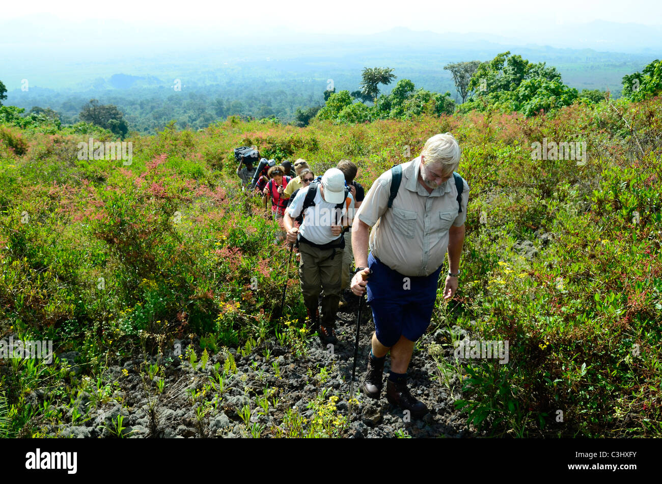 Volcano trekking, Virunga National Park, eastern Democratic Republic of ...