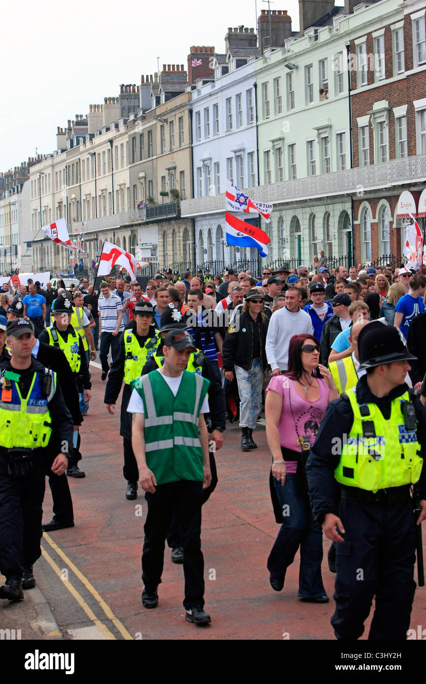 The EDL demonstration march in Weymouth Dorset Stock Photo - Alamy