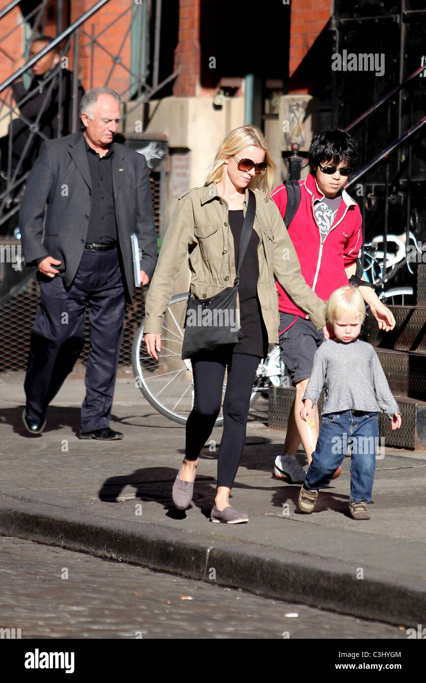 Naomi Watts walking in Soho with her son Alexander 'Sacha' Pete ...
