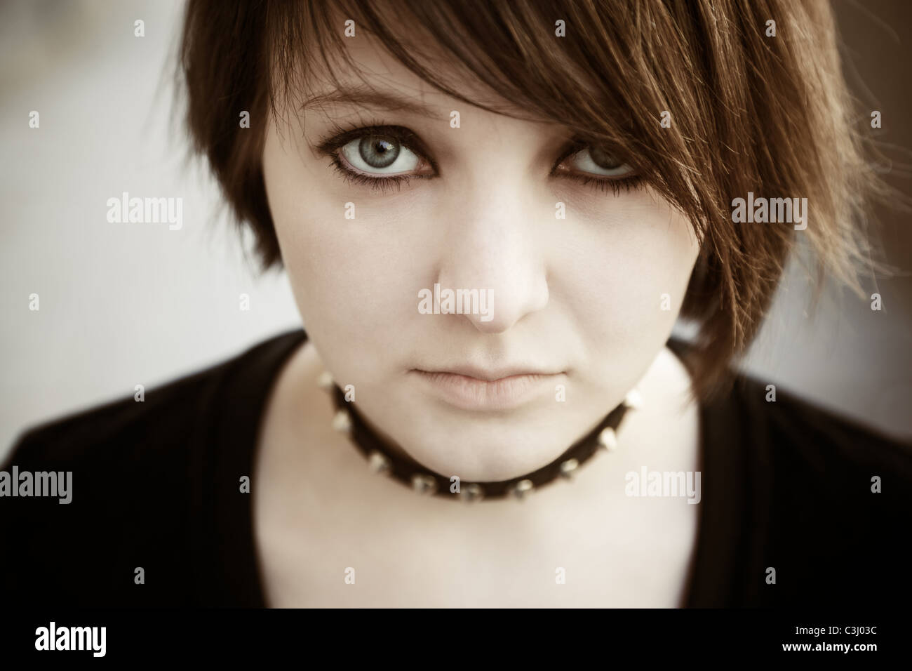 Goth woman smiling hi-res stock photography and images - Alamy