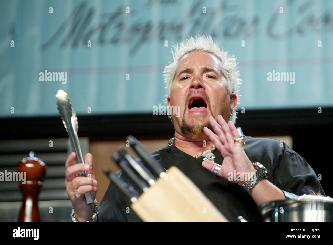 Guy Fieri presents a cooking demonstration during the Metropolitan ...