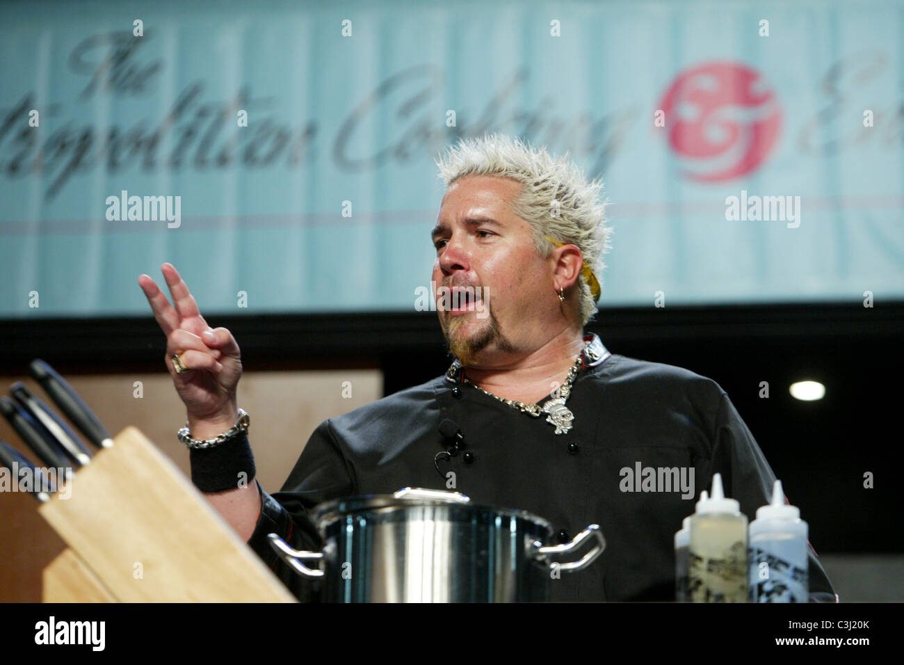 Guy Fieri presents a cooking demonstration during the Metropolitan ...