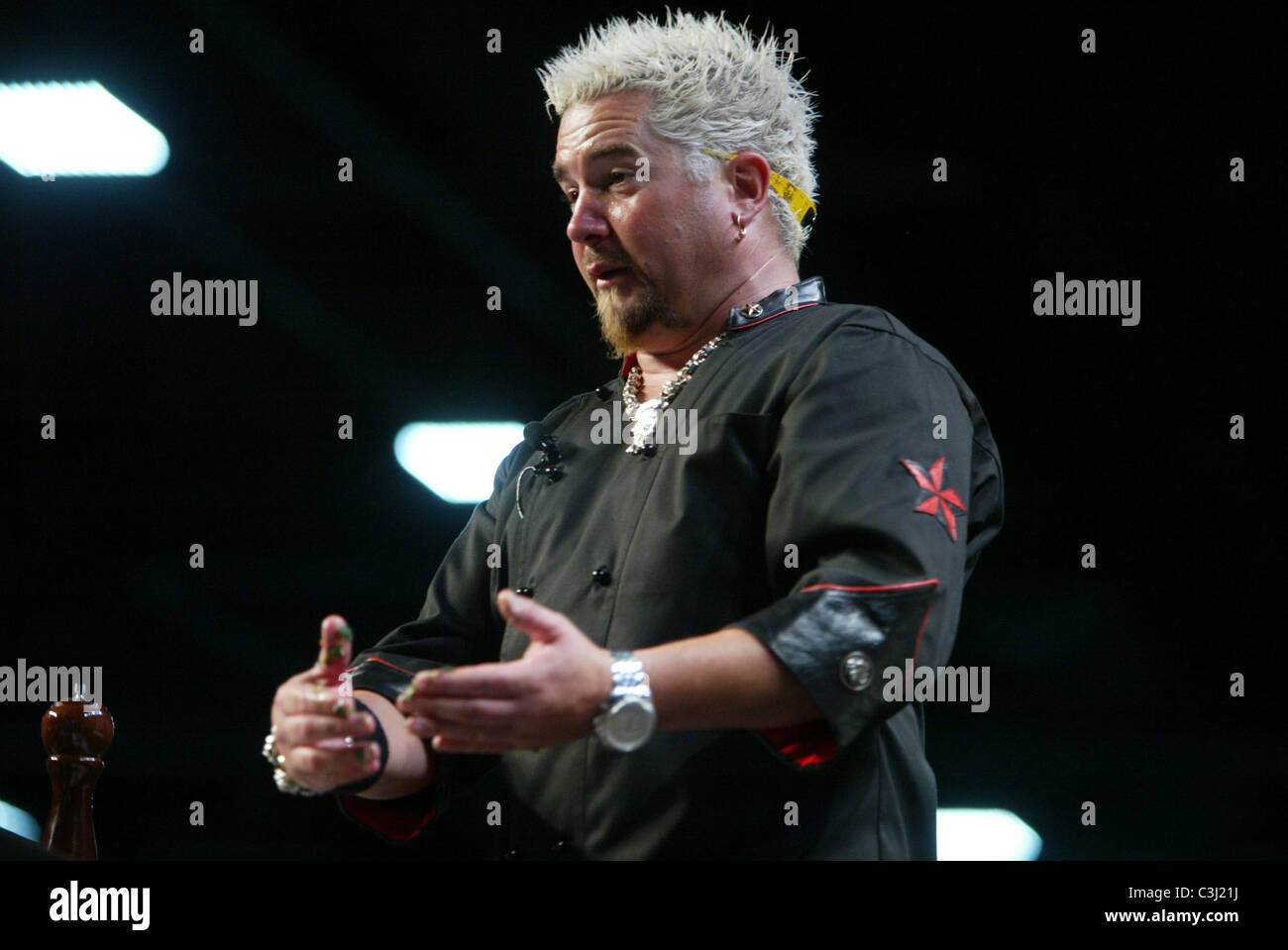 Guy Fieri presents a cooking demonstration during the Metropolitan ...