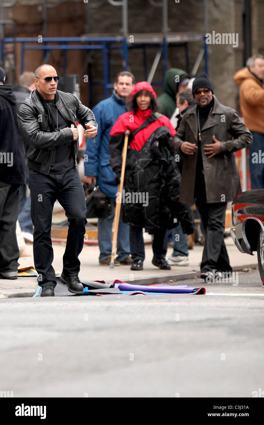 Dwayne Johnson and Samuel L. Jackson celebrities on the set of the new ...