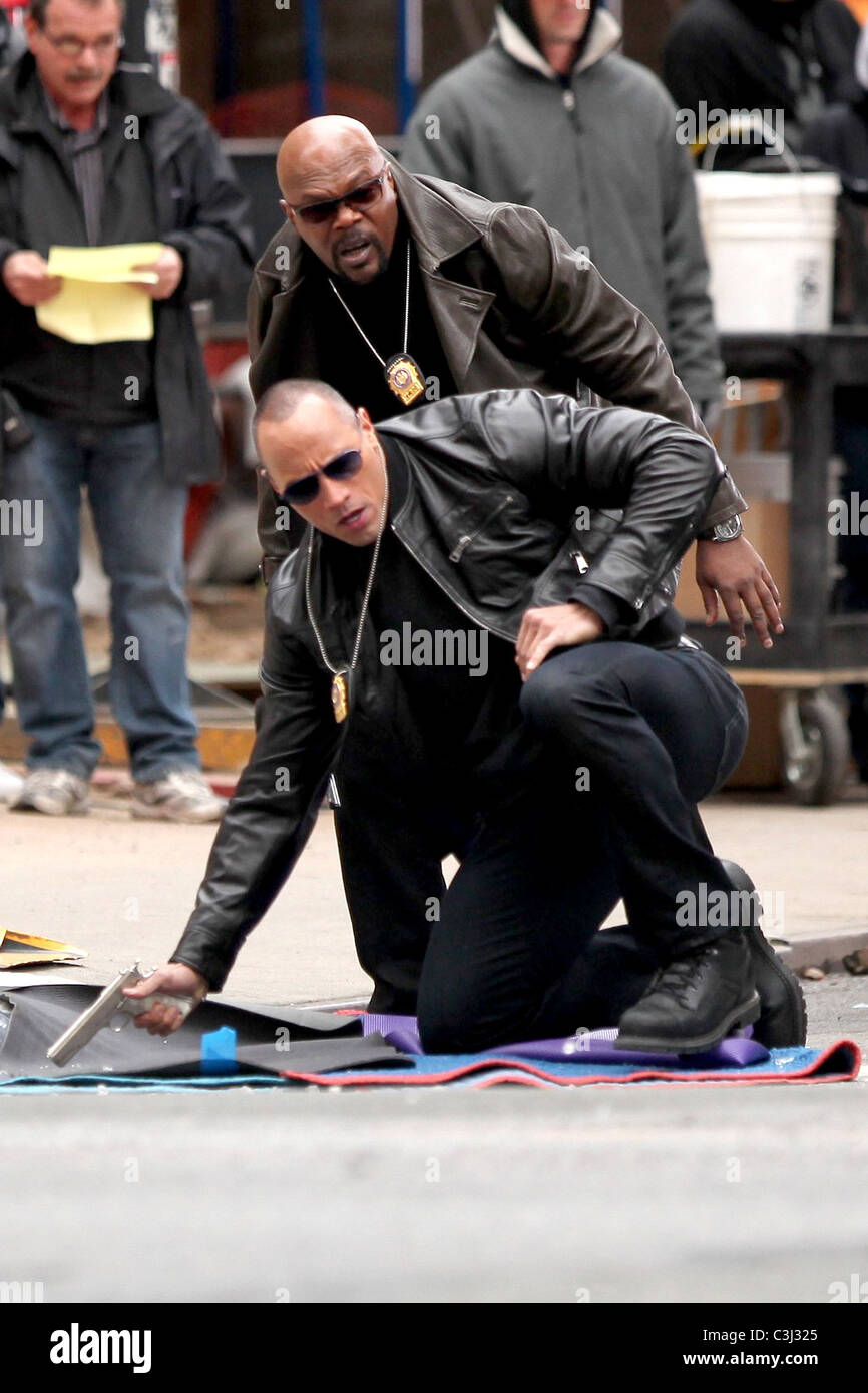 Dwayne Johnson and Samuel L. Jackson celebrities on the set of the new ...