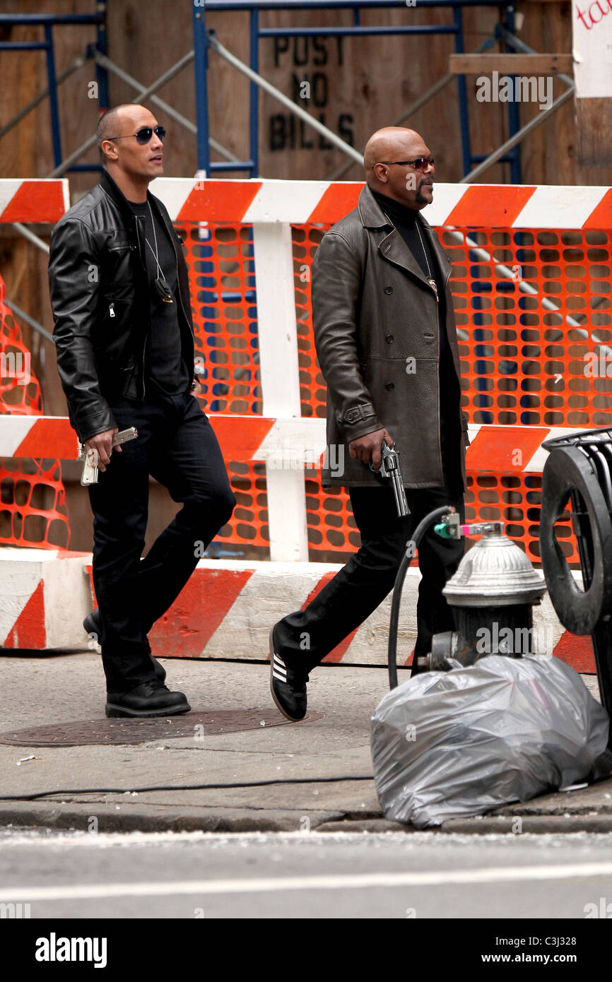 Dwayne Johnson and Samuel L. Jackson celebrities on the set of the new ...