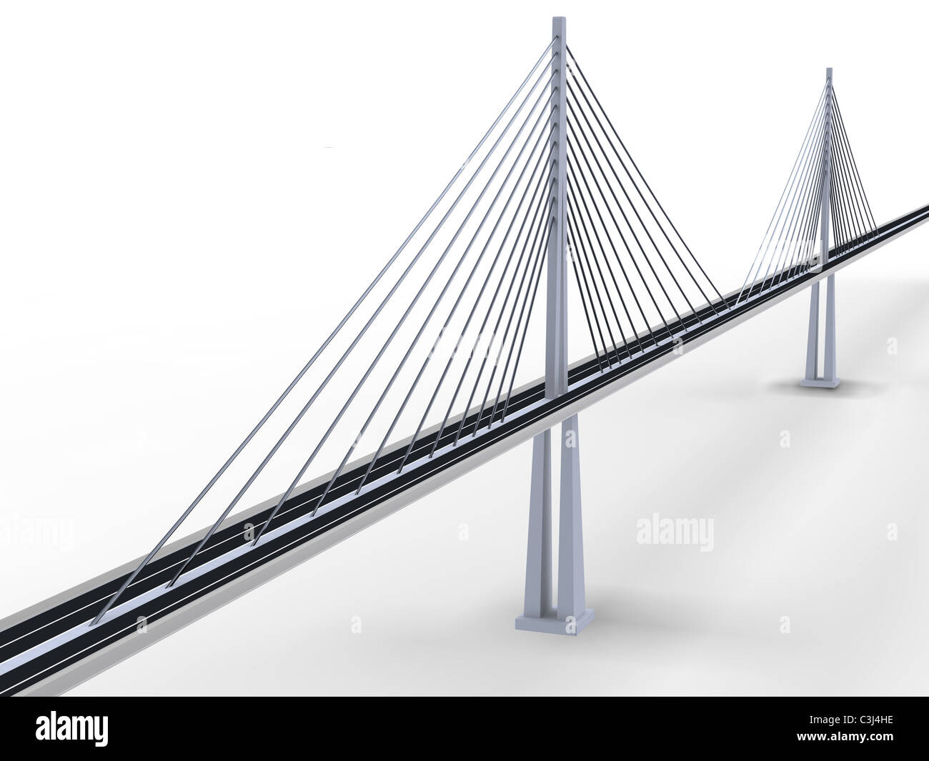 3d rendering of modern suspension bridge on white background Stock ...