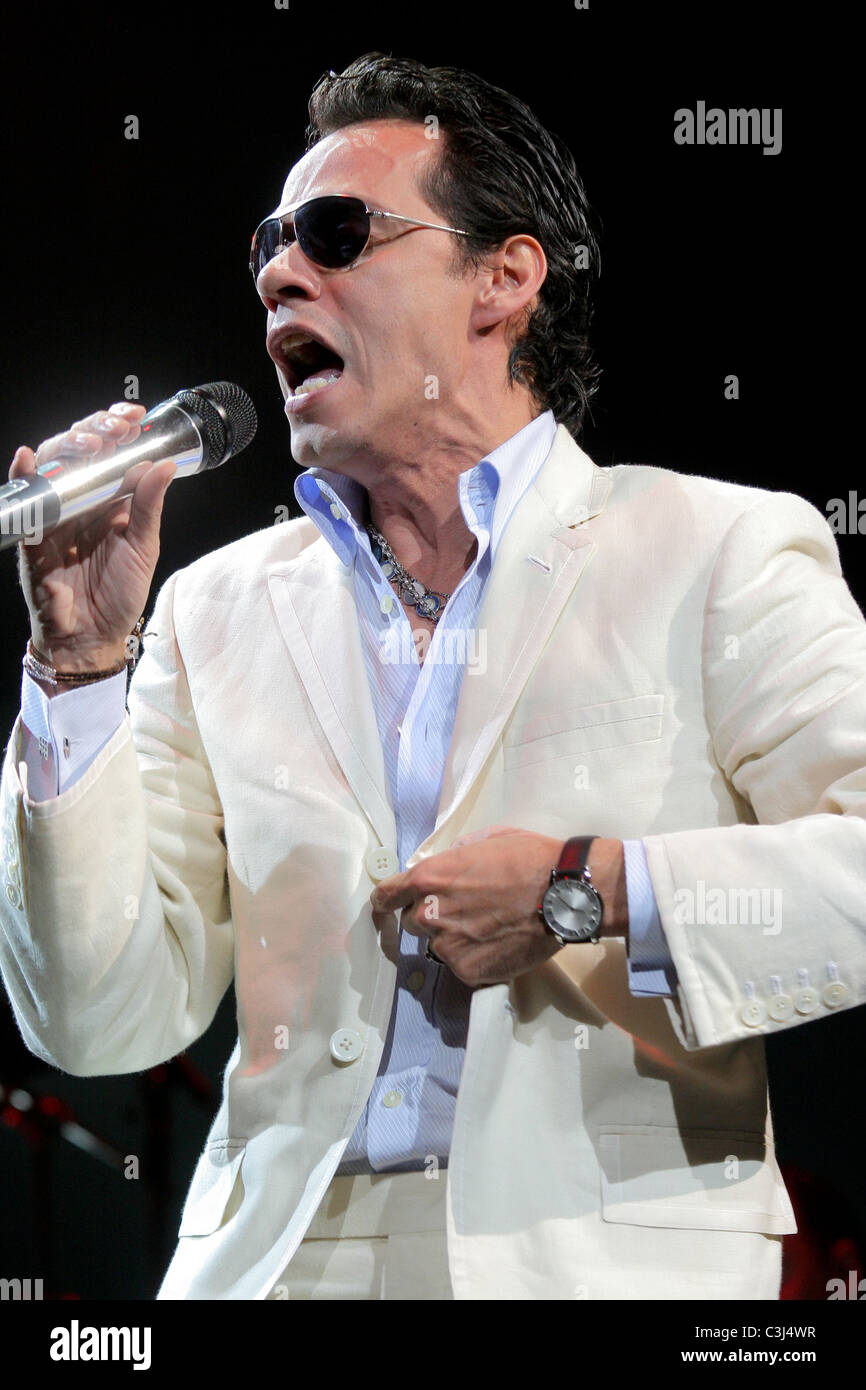 Latin singer Marc Anthony performs at the American Airlines Arena Miami ...
