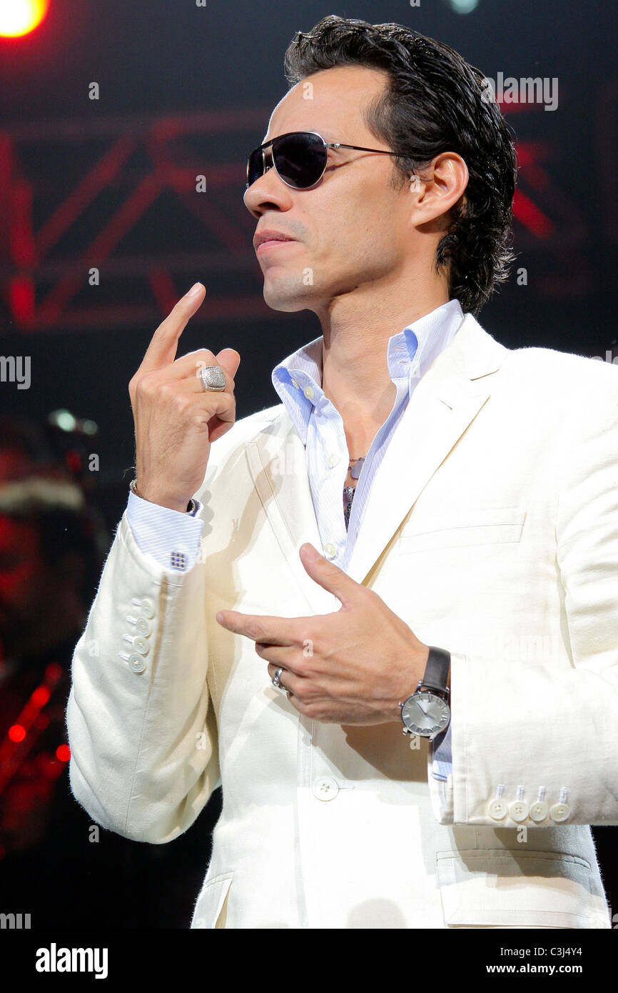 Latin singer Marc Anthony performs at the American Airlines Arena Miami ...