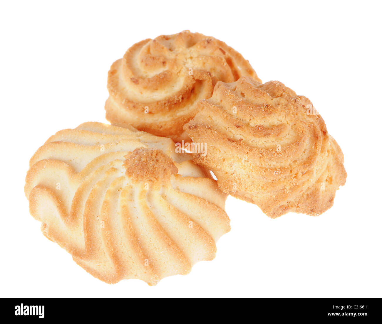 the golden cookies isolated on white background Stock Photo - Alamy