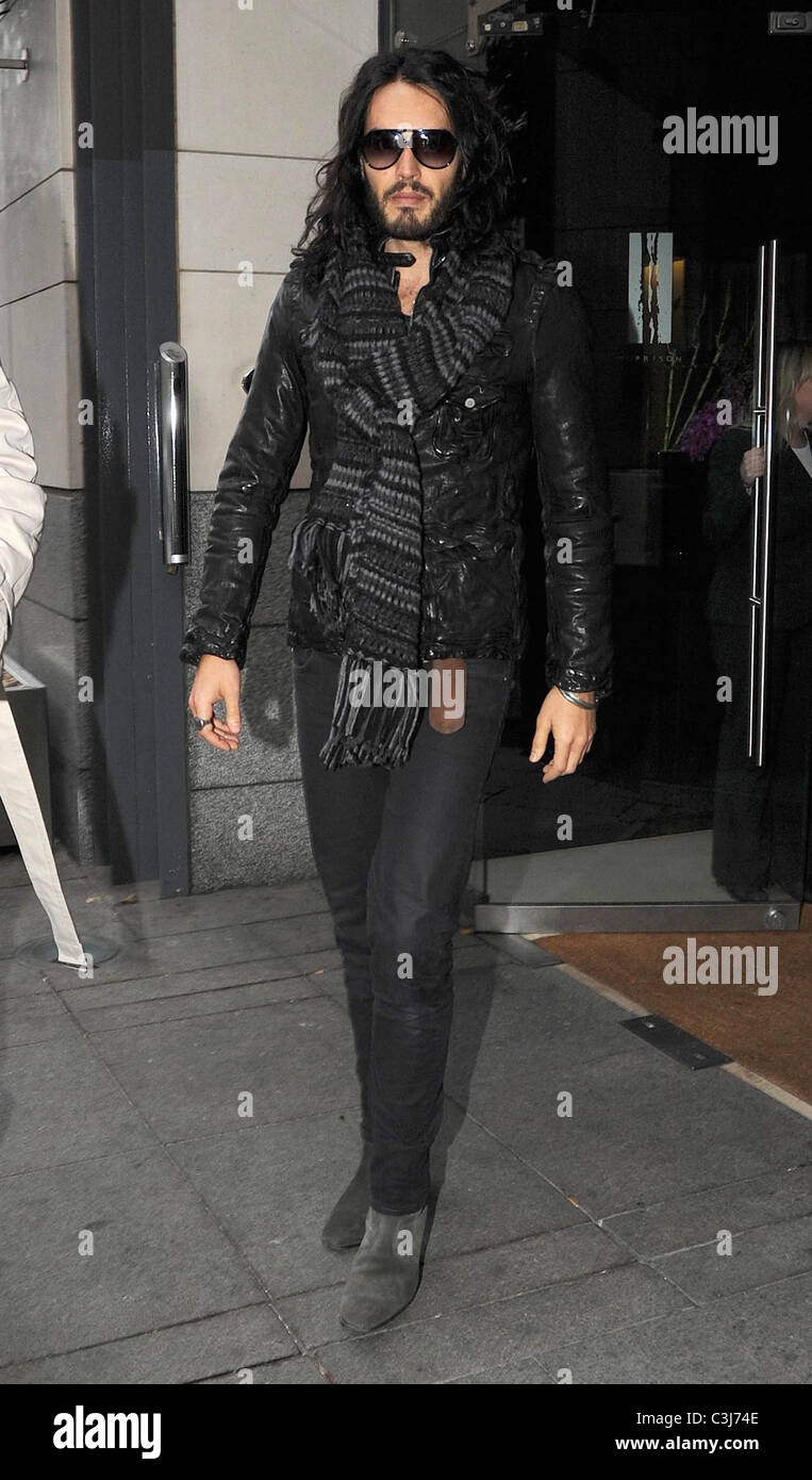 Russell Brand leaving his hotel in Dublin city centre. Dublin, Ireland ...