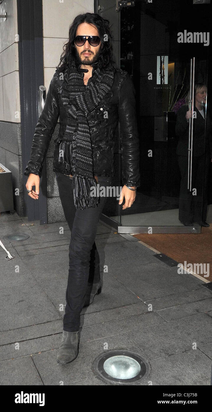 Russell Brand leaving his hotel in Dublin city centre. Dublin, Ireland ...