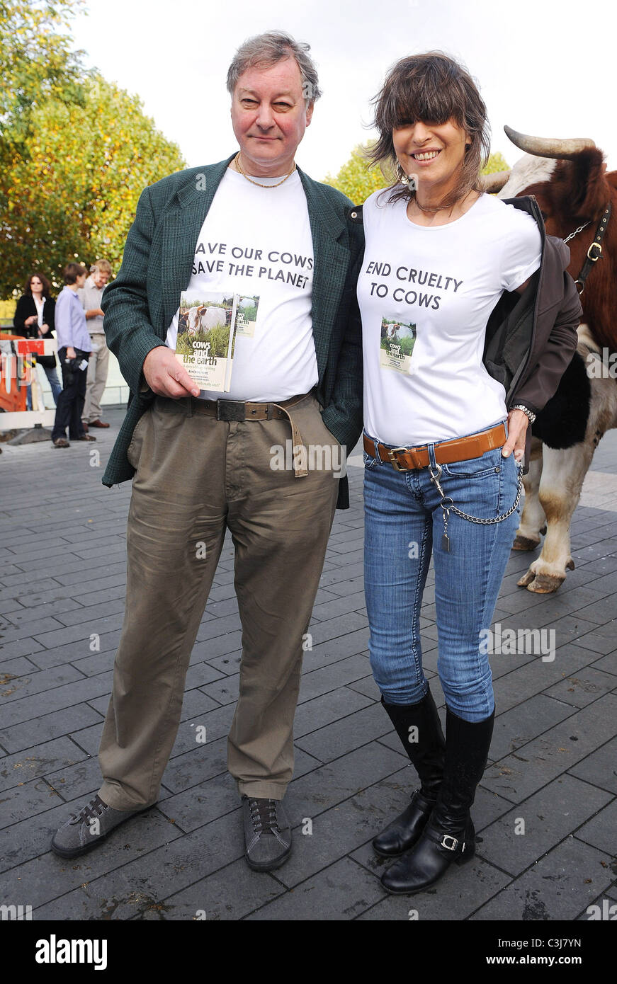 Chrissie Hynde and Ranchor Prime at a photocall for 'Cows and the earth ...