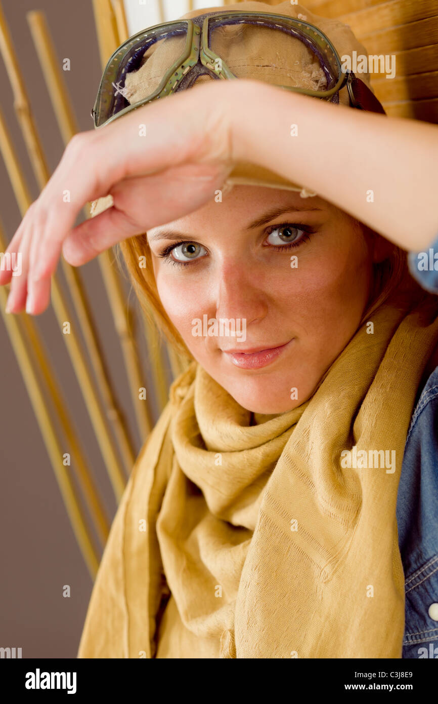 Young woman sunburned face pilot hi-res stock photography and images ...