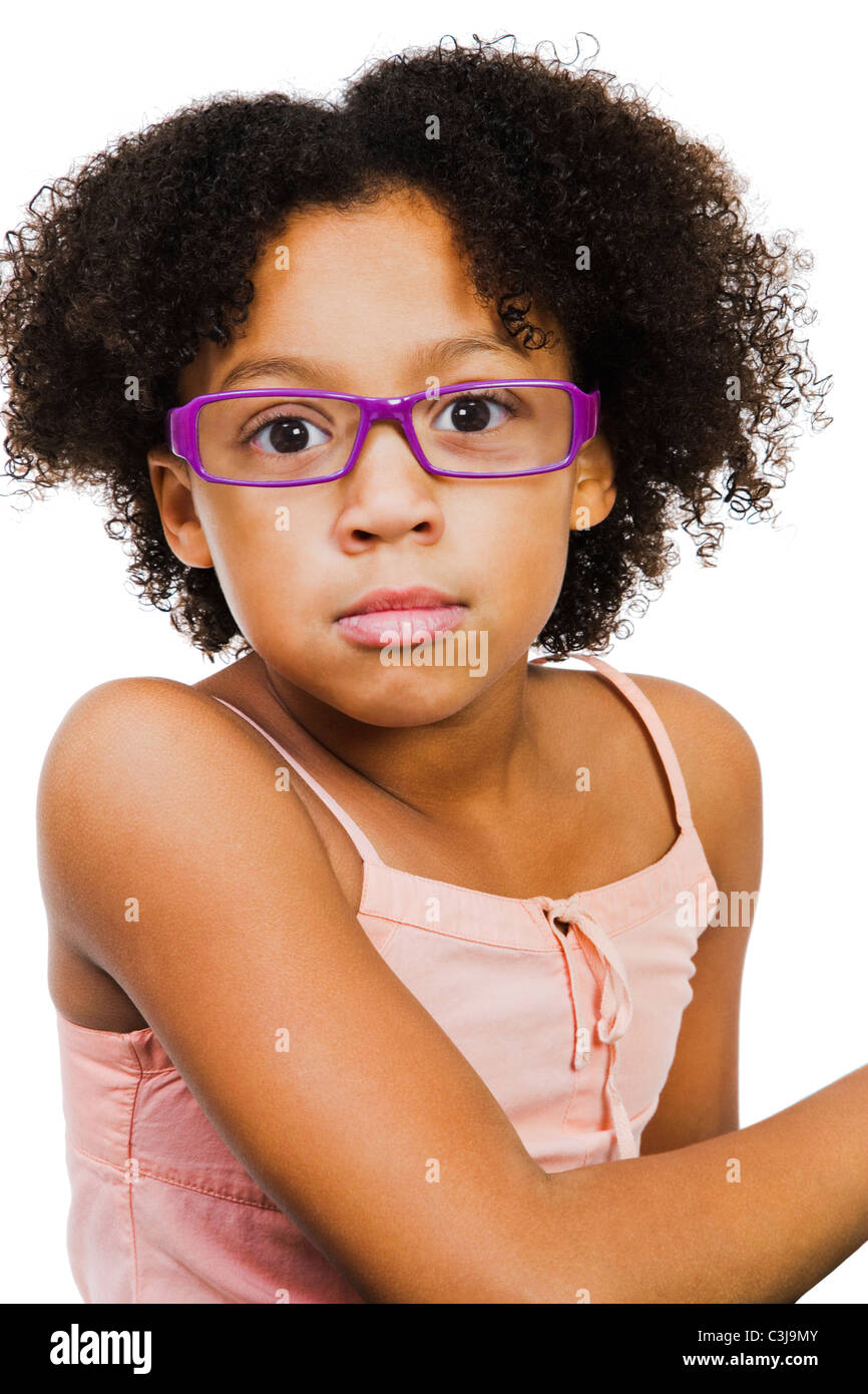 Beautiful girl wearing eyeglasses isolated over white Stock Photo - Alamy