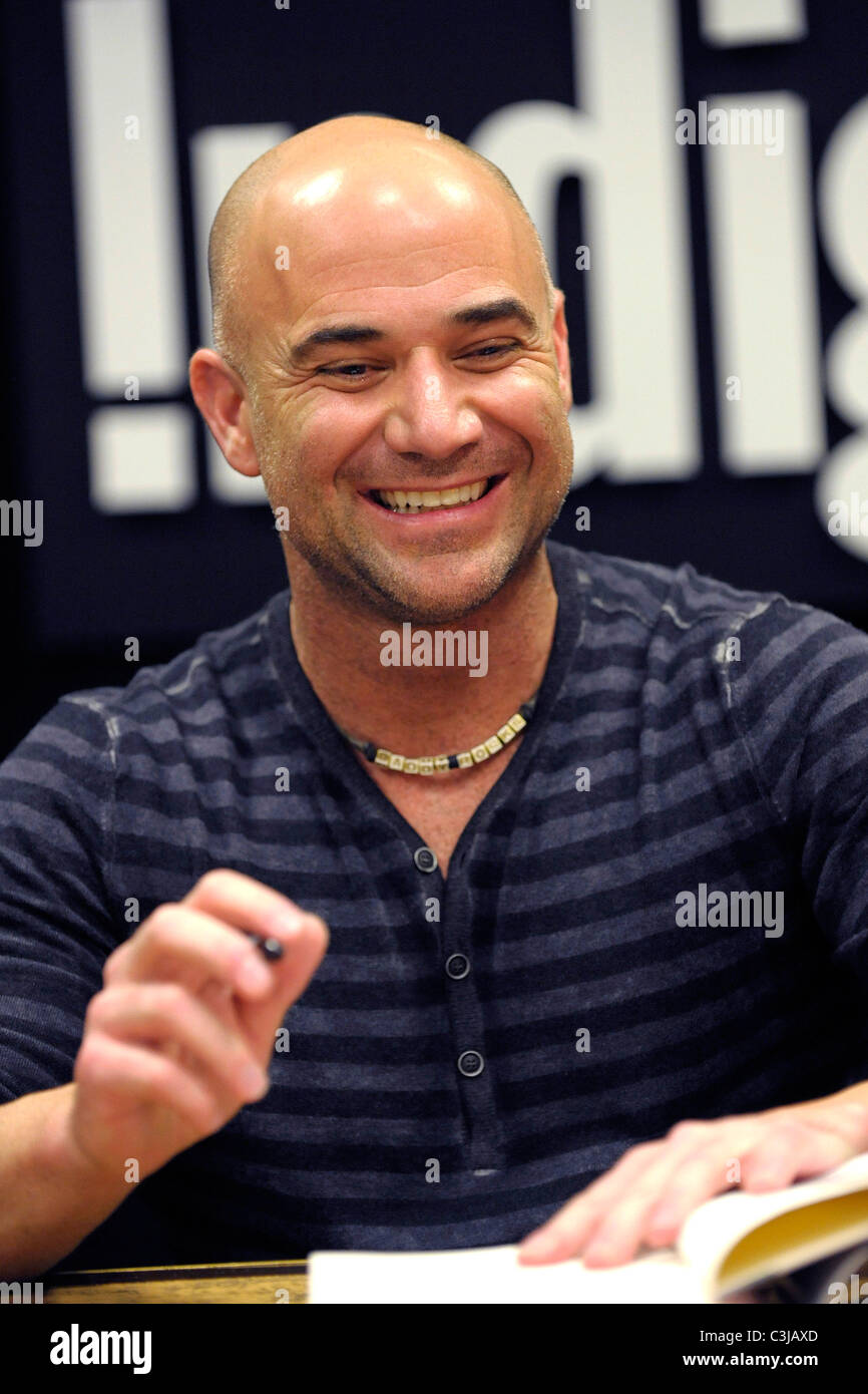 Andre Agassi signs copies of his new book 'Open' at the Indigo ...