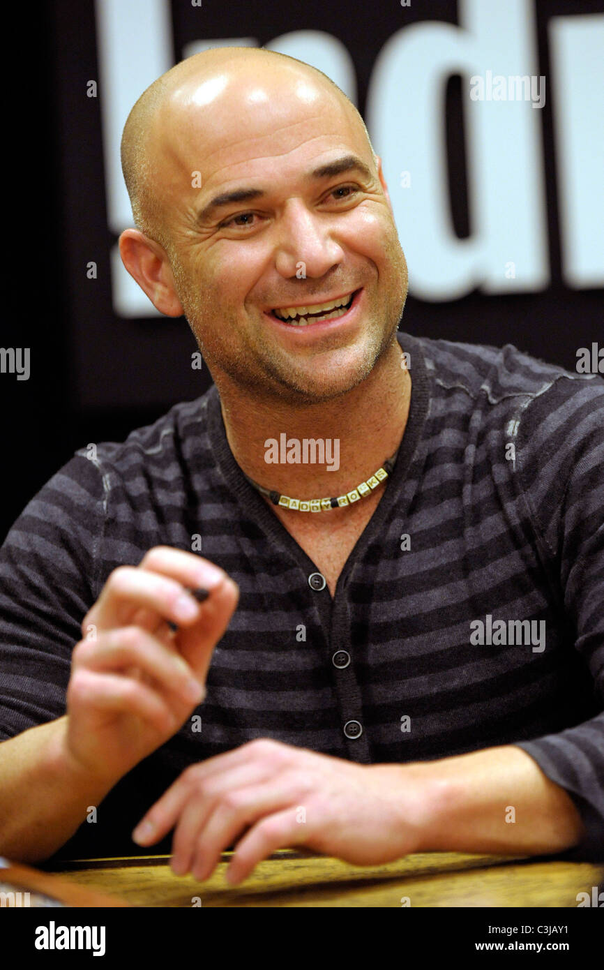 Andre Agassi signs copies of his new book 'Open' at the Indigo ...