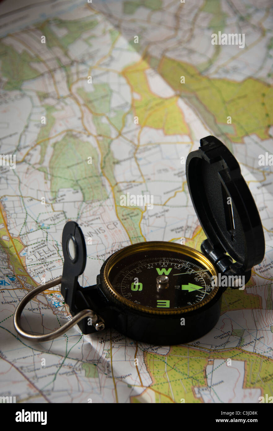 compass and map Stock Photo - Alamy