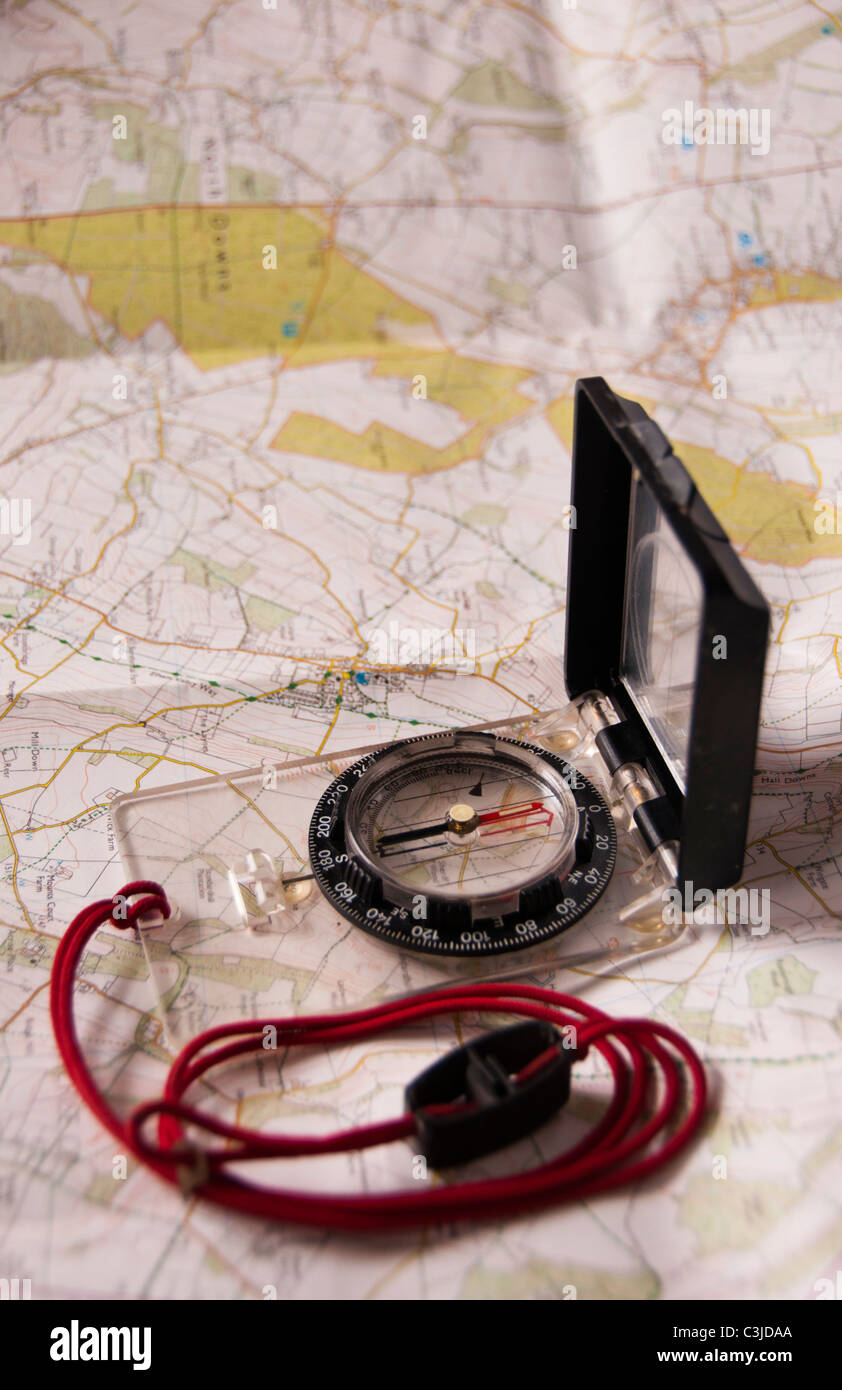 compass and map Stock Photo - Alamy